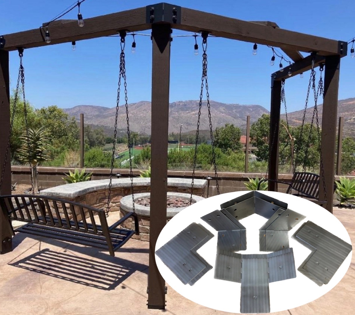 PostHugger™ 12pc PARTIAL-Hexagon Pergola Bracket Set | For 4×4 or 6×6 ...